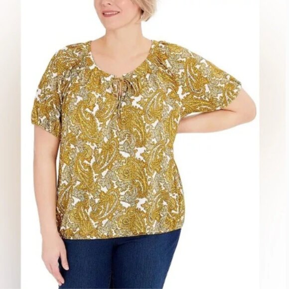 MICHAEL Michael Kors | Tops | Michael Kors Yellow Paisley Print Top 562 ...